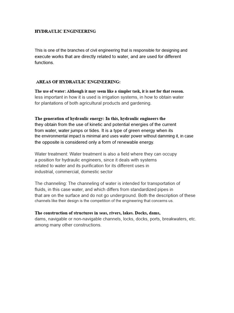 Hydraulic Engineering and Its Importance | PDF | Hydraulic Engineering | Hydraulics