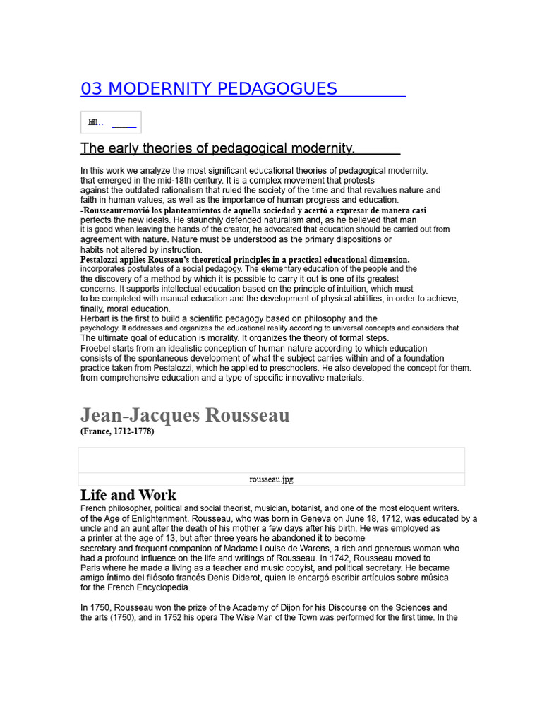 The First Theories of Pedagogical Modernity | PDF | Pedagogy | Jean ...