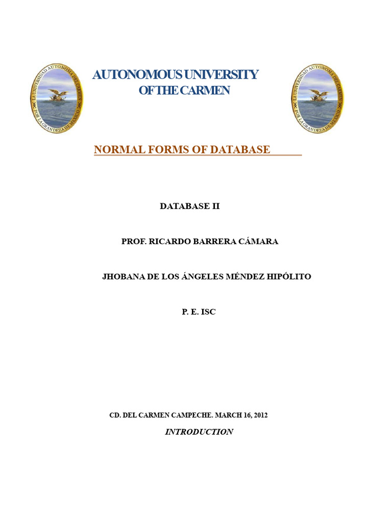 Normal Forms in Databases | PDF | Databases | Data