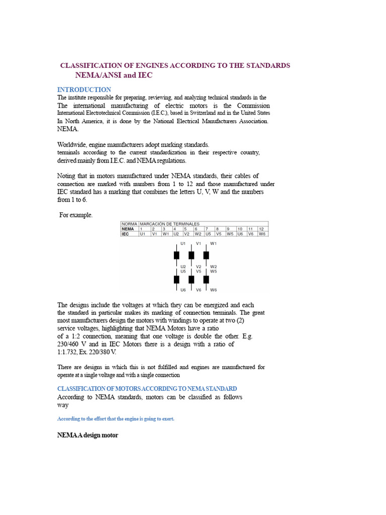 Engine Classification: NEMA & IEC Standards | PDF | Electric Motor ...