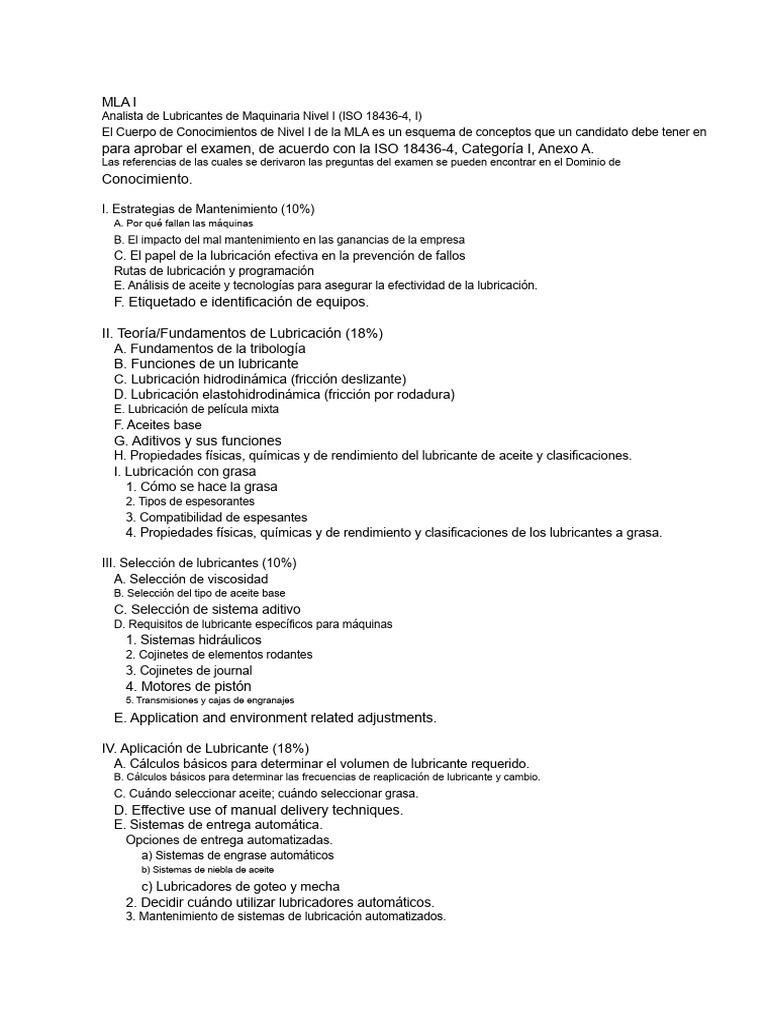 ICML MLA I | PDF | Lubricante | Rodamiento (Mecánico)