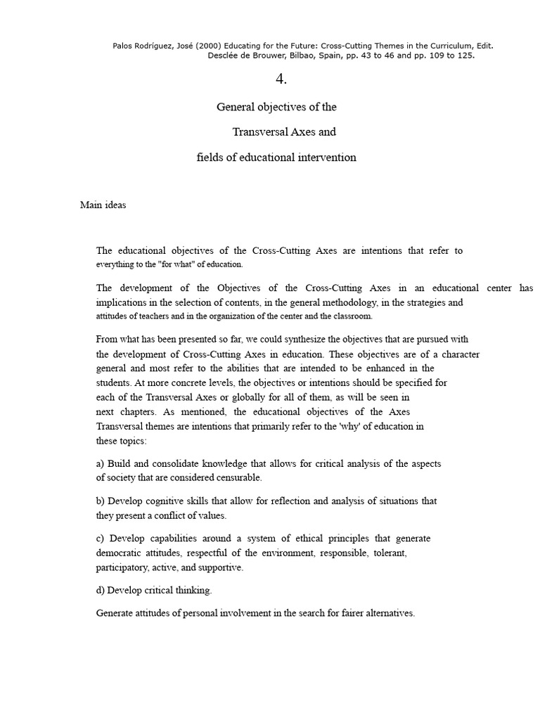 General Objectives of The Cross-Cutting Axes 2 | PDF | Methodology ...
