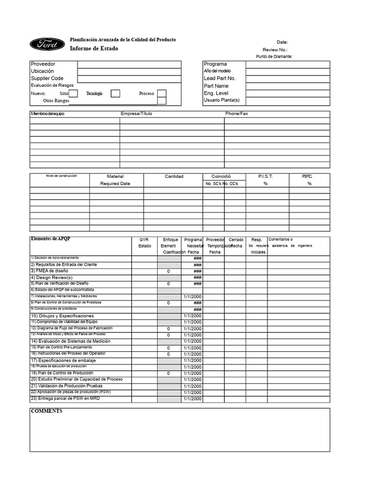 Informe de Estado APQP y FMEA Diseño | PDF | Diseño | Medición