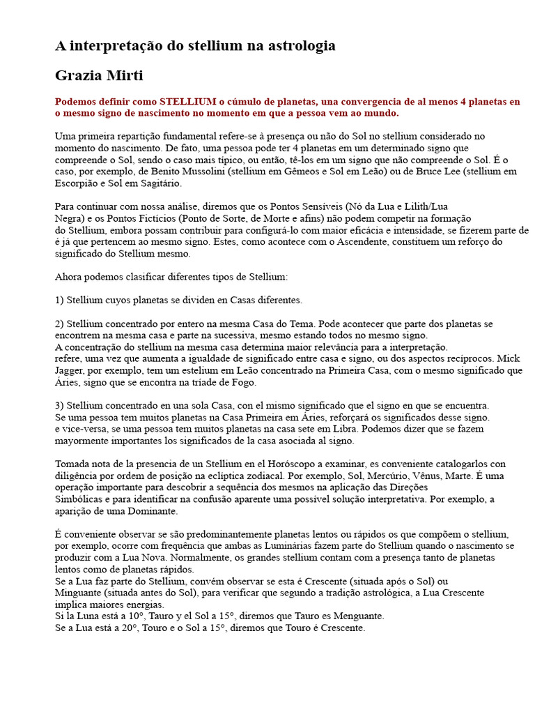 A Interpretação Do Stellium Na Astrologia | PDF | Signo do zodíaco ...