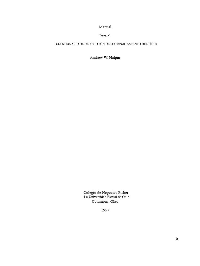 Manual del Cuestionario LBDQ sobre Liderazgo | PDF | Cuestionario ...