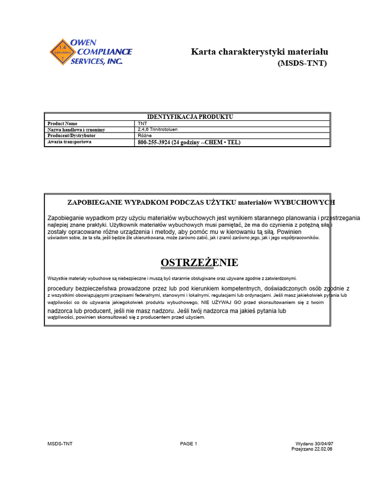 MSDS-TNT | PDF