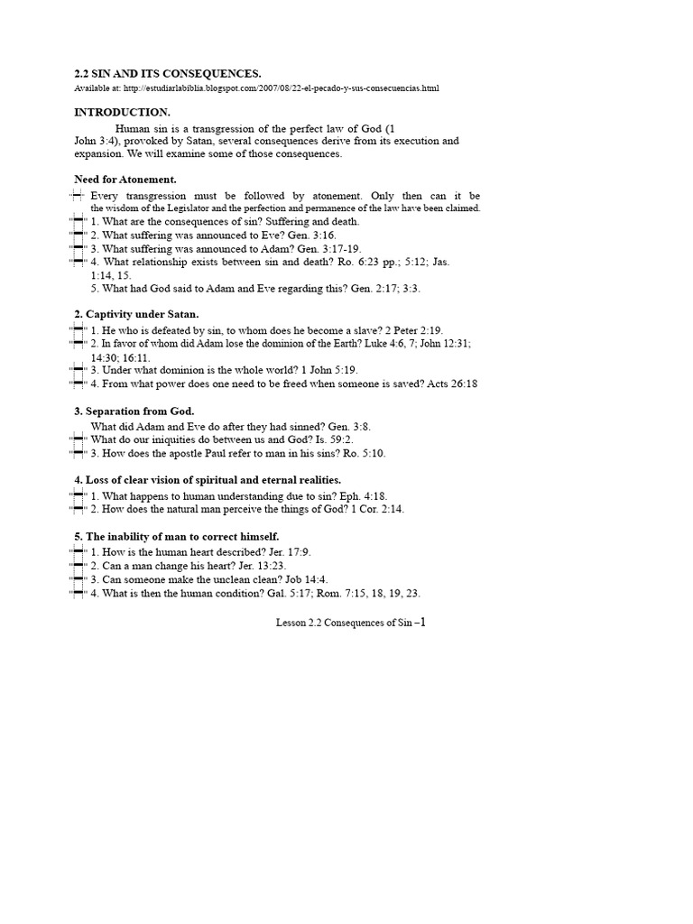 Consequences of Sin | PDF | Jesus | Sin