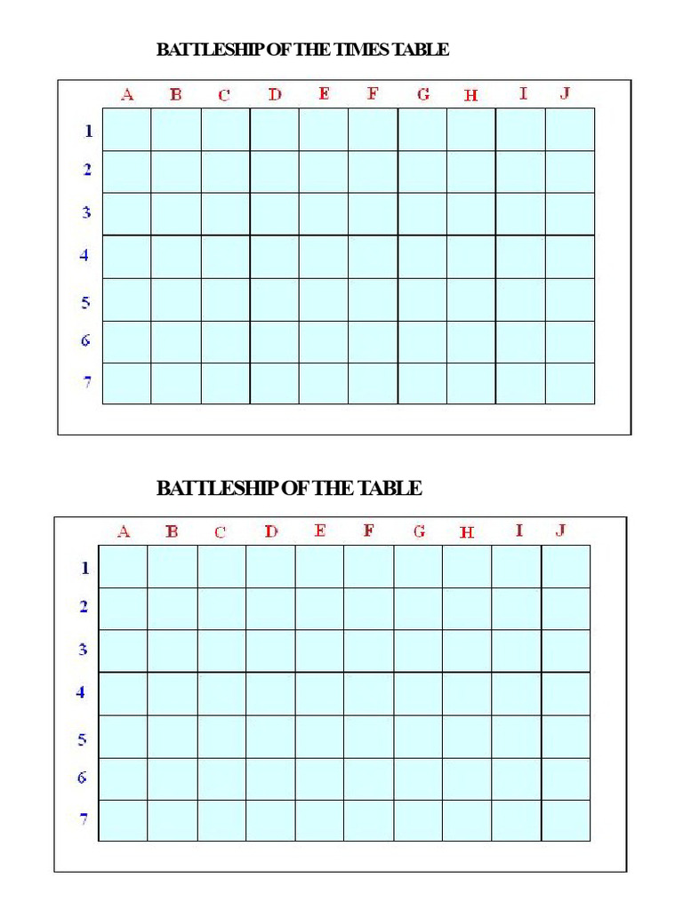 Battleship Multiplication Game Rules | PDF