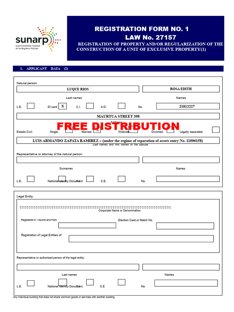 Property Registration Form No. 1 | PDF | Notary Public | Deed
