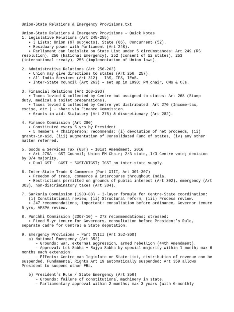Union State Relationship | PDF | Government Of India | Government