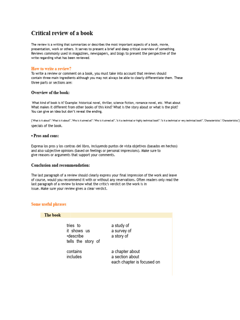 How To Write A Critical Review | PDF | Books