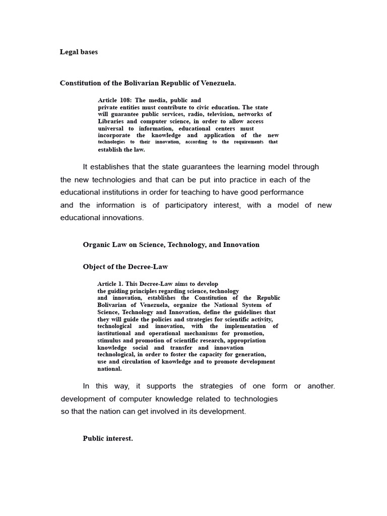 Legal Bases | PDF | Science | Innovation