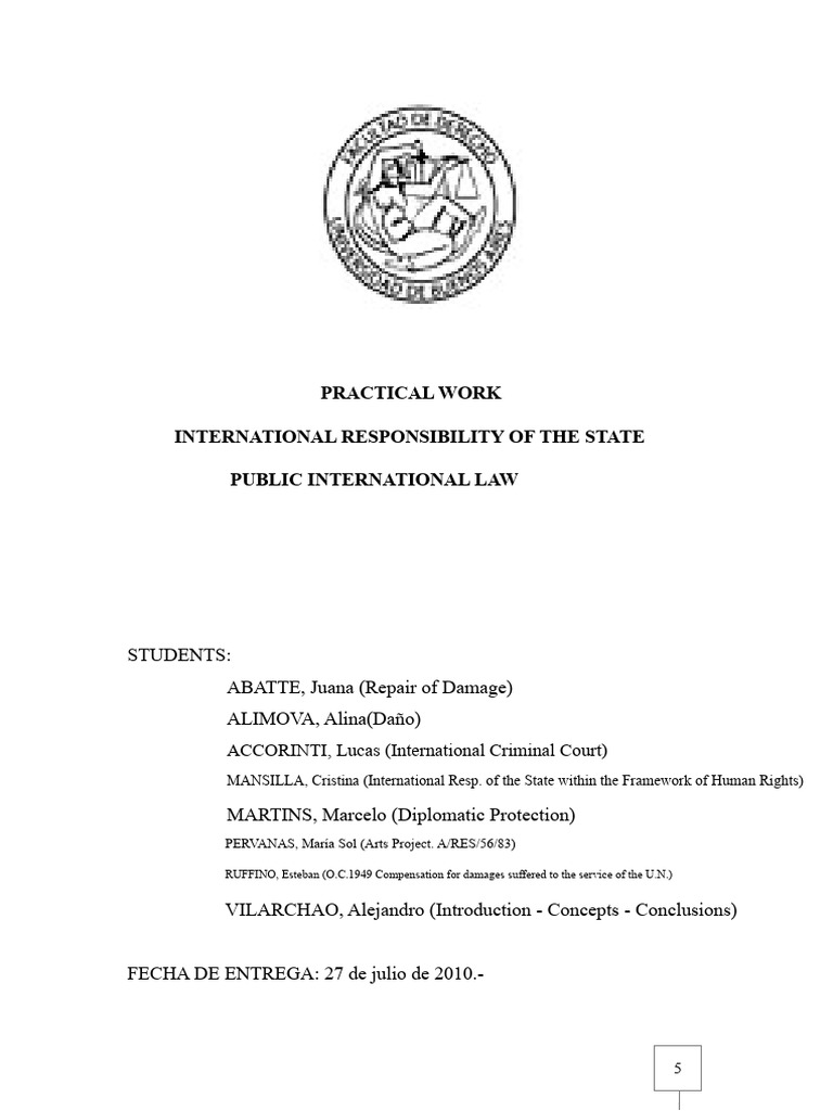 Practical Work On International Responsibility of The State | PDF ...