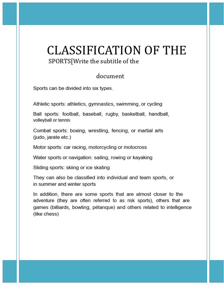 Types of Sports Classification Guide | PDF