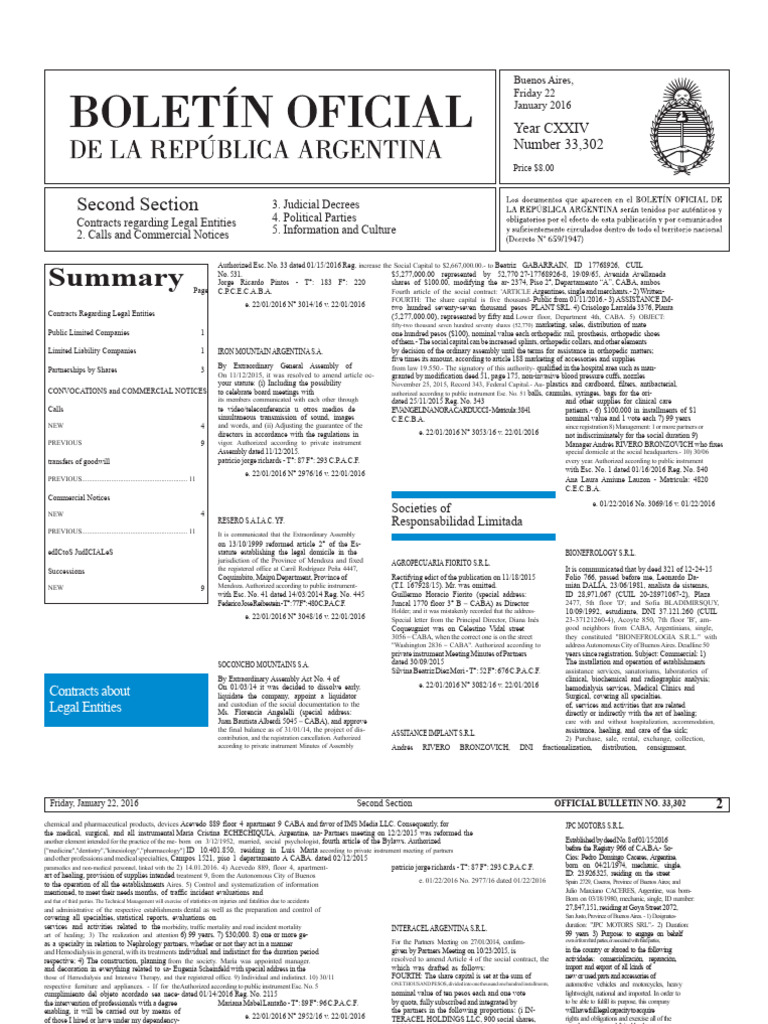 Official Bulletin - 2016-01-22 - 2nd Section | PDF