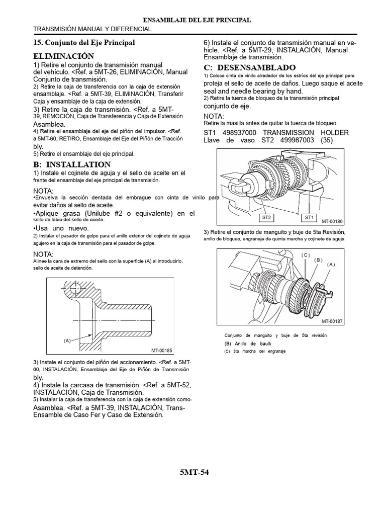Ensamblaje del Eje Principal de Transmisión | PDF | Eje | Transmisión ...