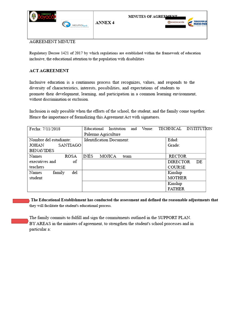 Minutes of Agreement | PDF | Inclusion (Education) | Teachers