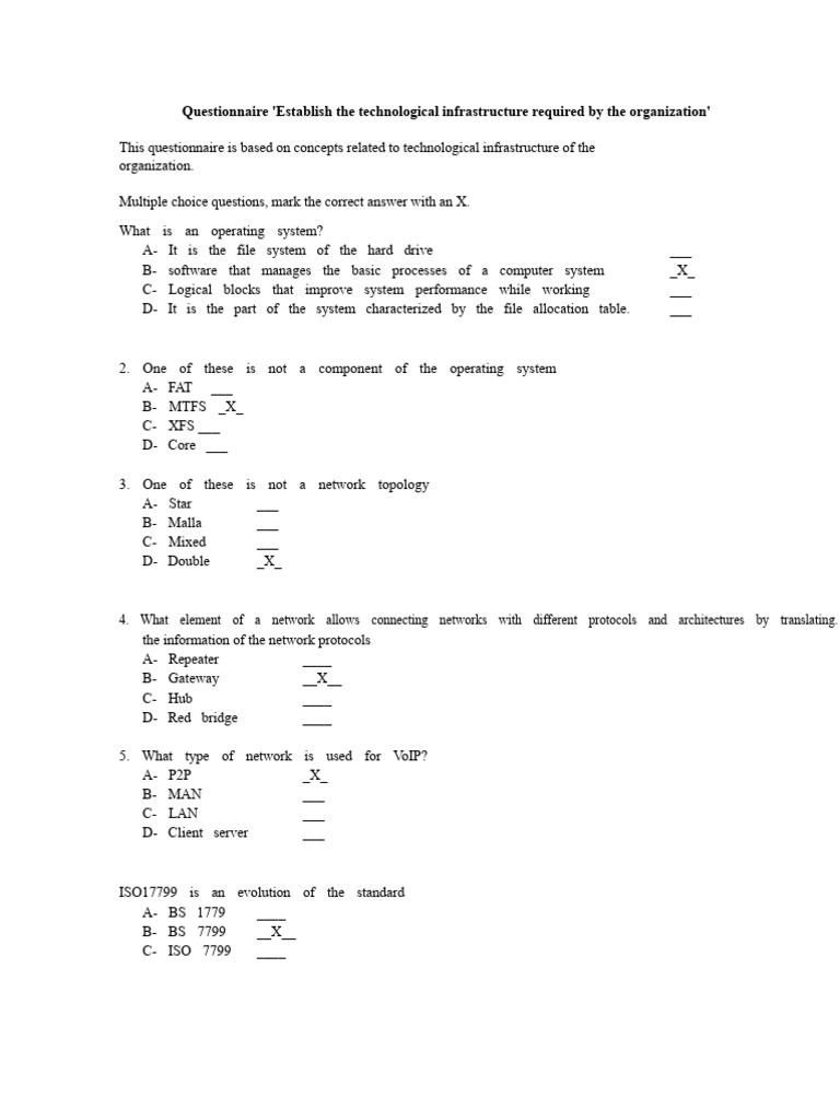 Tech Infrastructure Questionnaire | PDF | Computer Network | System