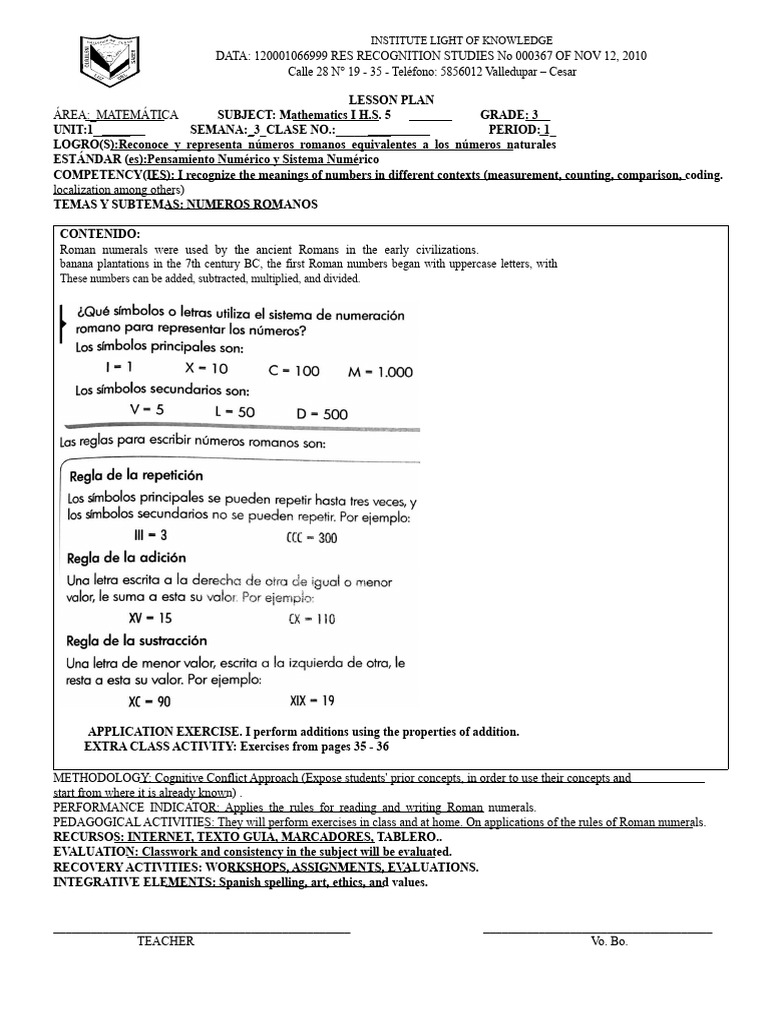 Lesson 4 Roman Numerals | PDF | Learning