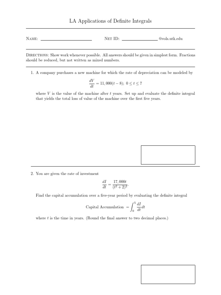 LA Applications of Definite Integrals | PDF