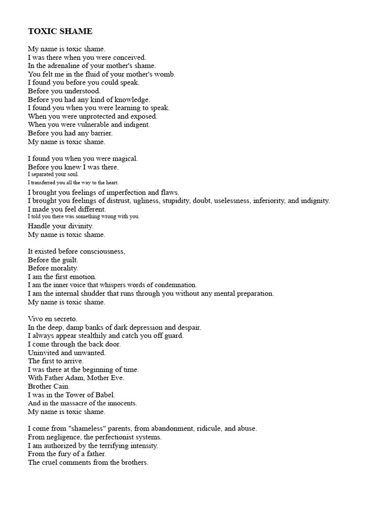 Toxic Shame | PDF | Shame | Psychology