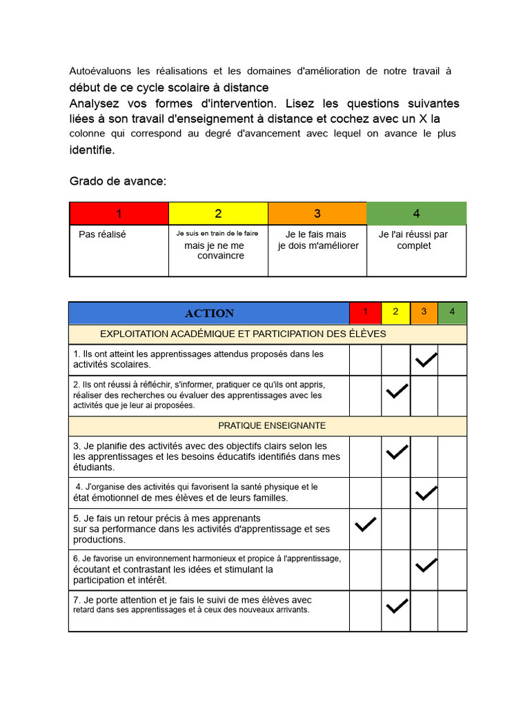 Autoévaluation de l'enseignement à distance | PDF | Apprentissage ...