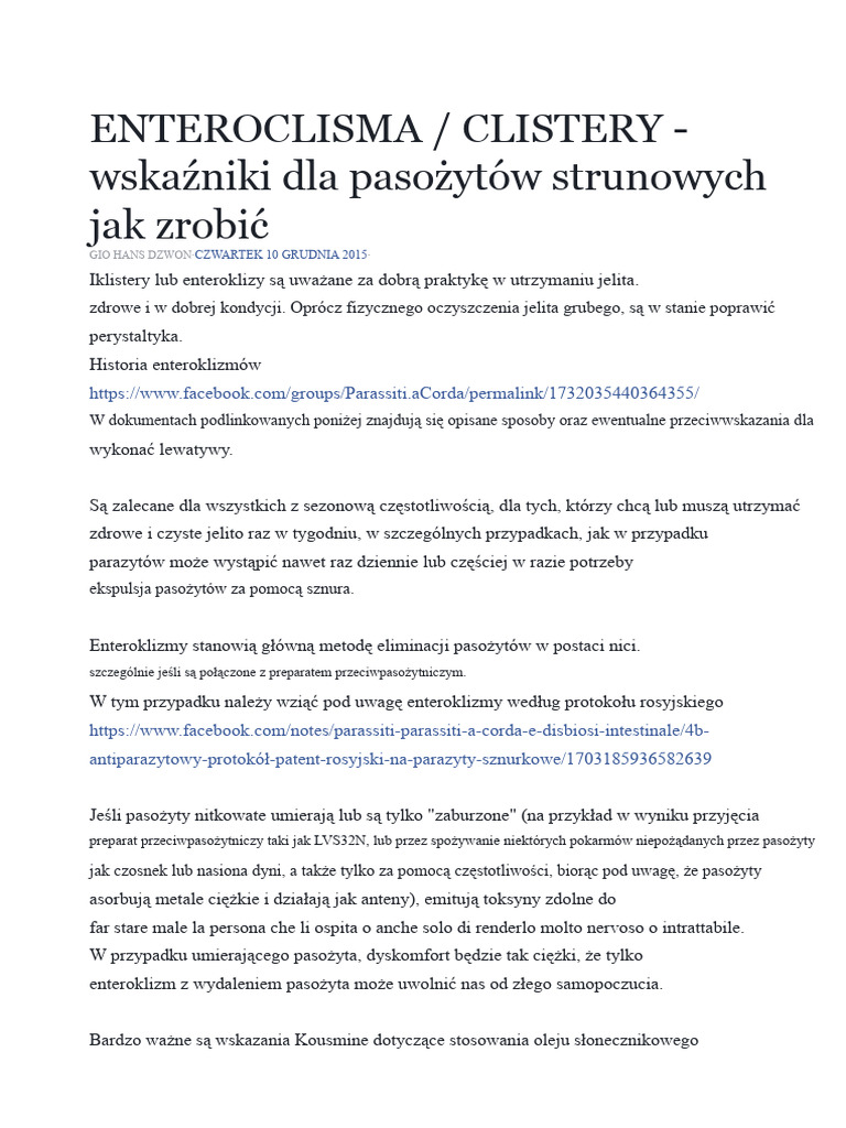 Parazyty Lewatywa | PDF