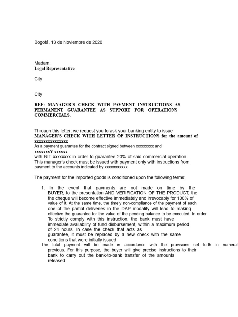 Check Instruction Letter | PDF | Payments