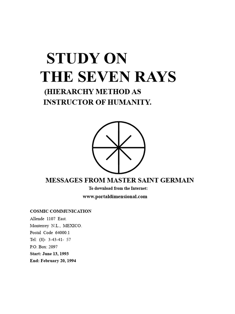Saint Germain - Studies On The Seven Rays | PDF | Consciousness | Ascended Master