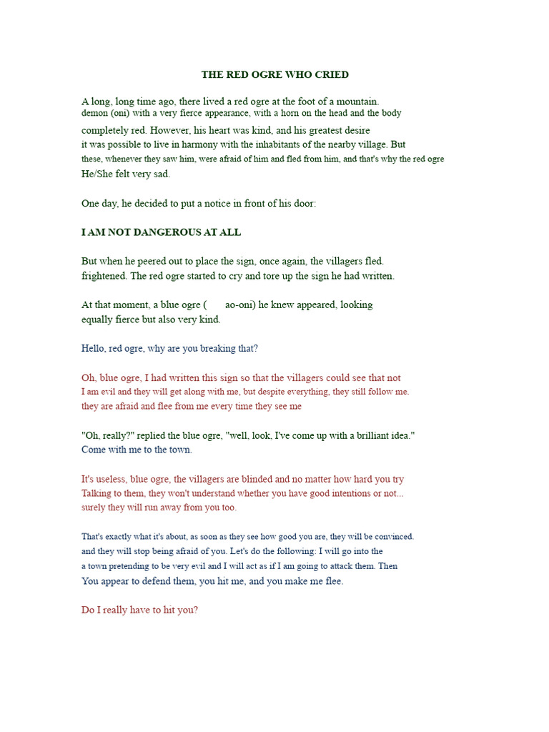 The Red Ogre Who Cried | PDF