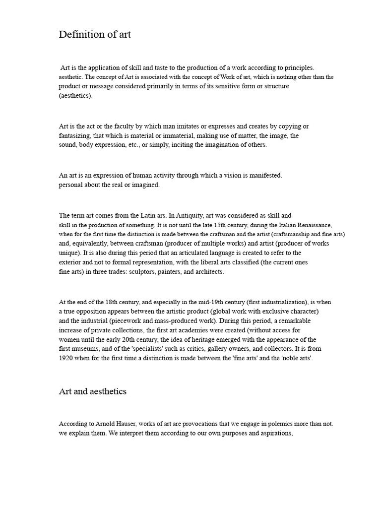 Definition of Art | PDF | Aesthetics | Fine Art