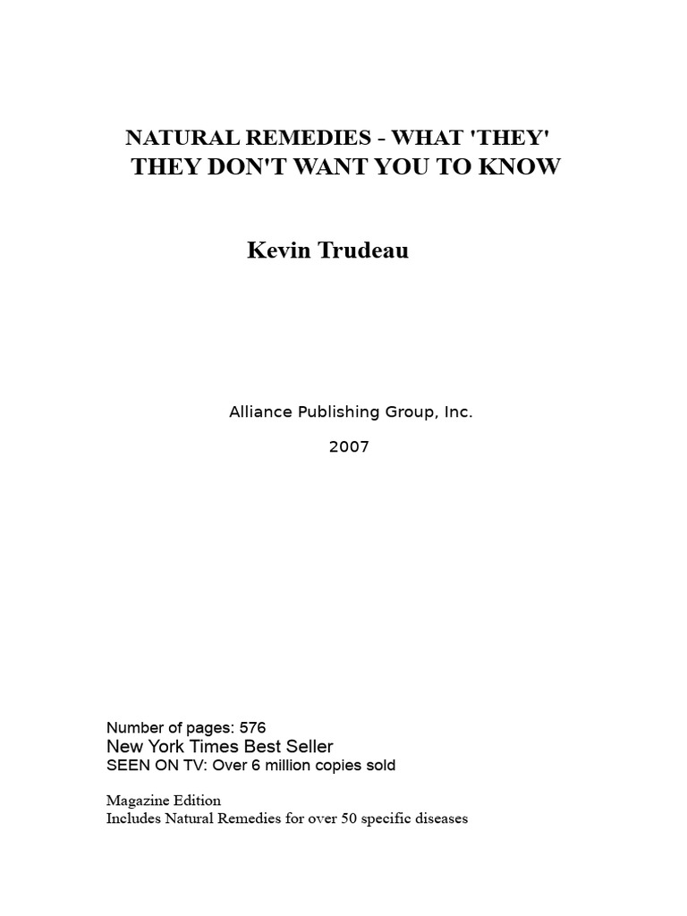 KEVIN TRUDEAU - Natural Cures "They" Don't Want You To Know About ...