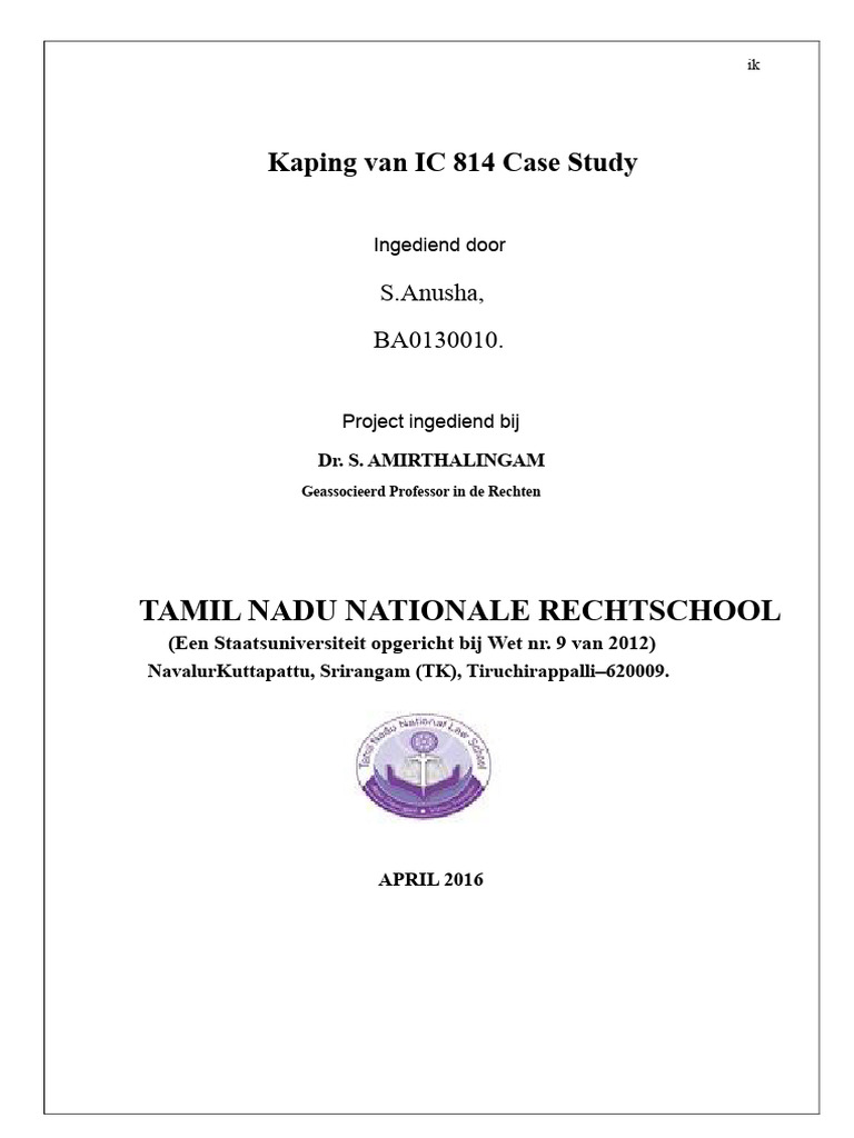 Ontvoering Van IC 814 Case Study | PDF