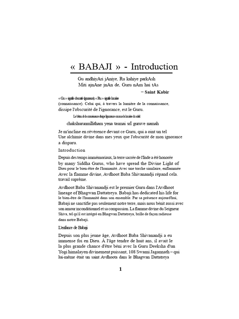 Avdhoot Baba Shivanandji : Guide Spirituel | PDF | Guru (maître ...