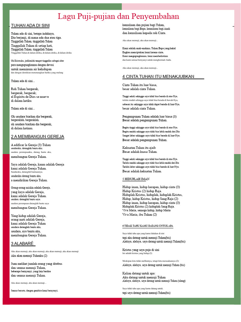 Lagu Pujian dan Penyembahan Tuhan | PDF