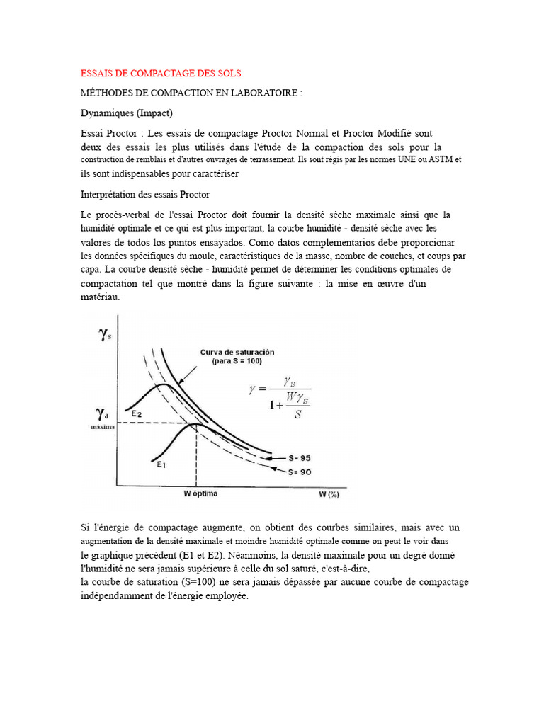 Essais Proctor : Compactage des sols | PDF | Sol (pédologie)