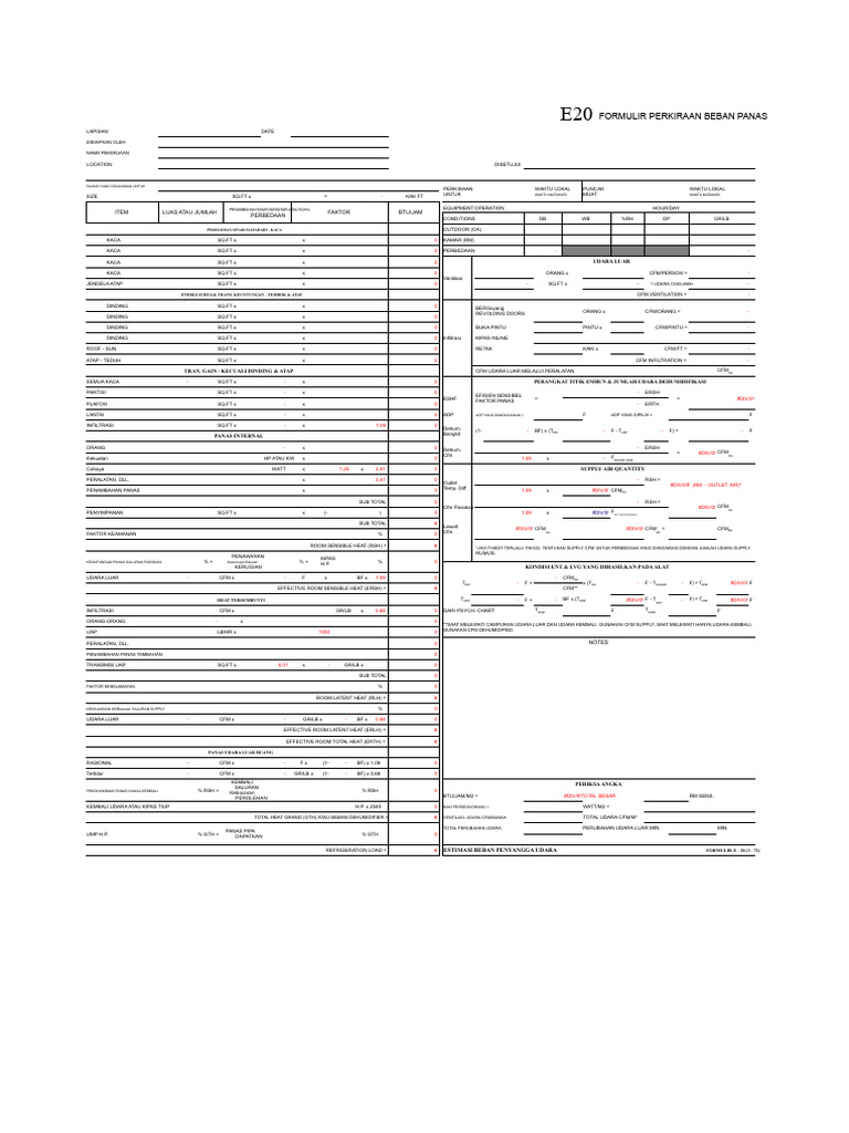 Estimasi Beban Panas Form E20 | PDF