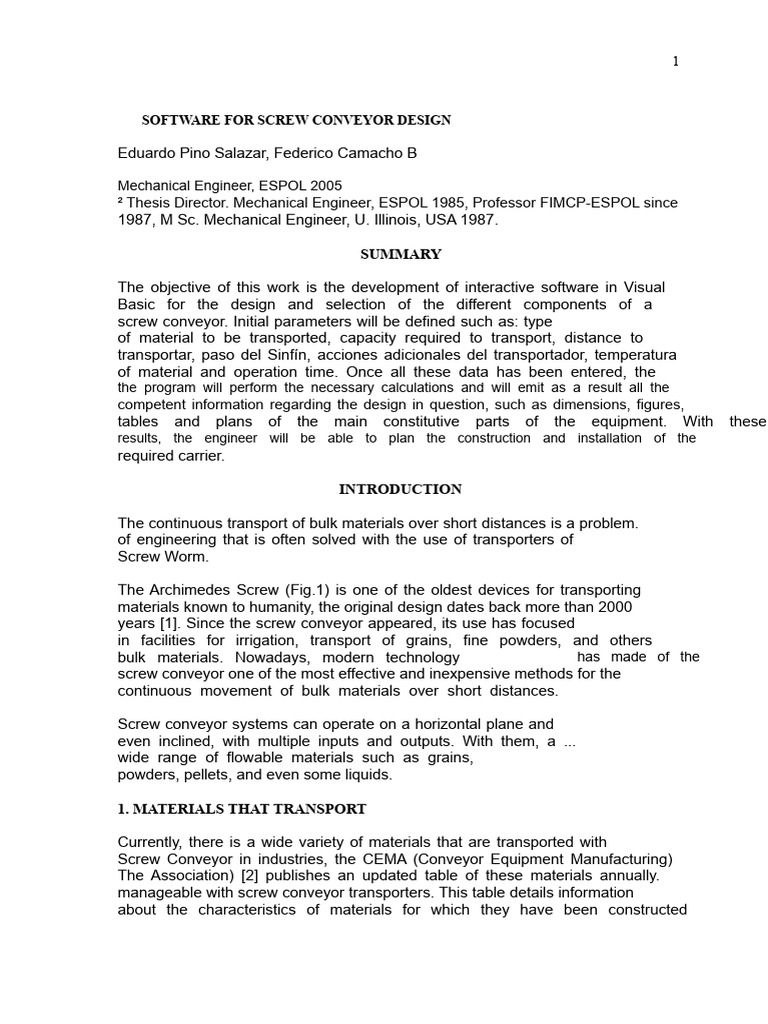 Screw Conveyor Design Software Guide | PDF | Computer File | Lime ...