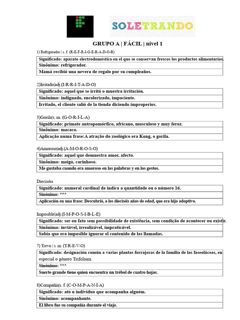 Lista de Palabras - Deletreando 2019 | PDF | Ecuaciones