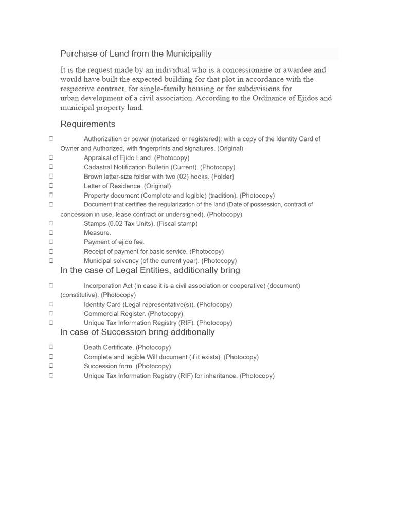 Ejido Land Regularization Requirements | PDF