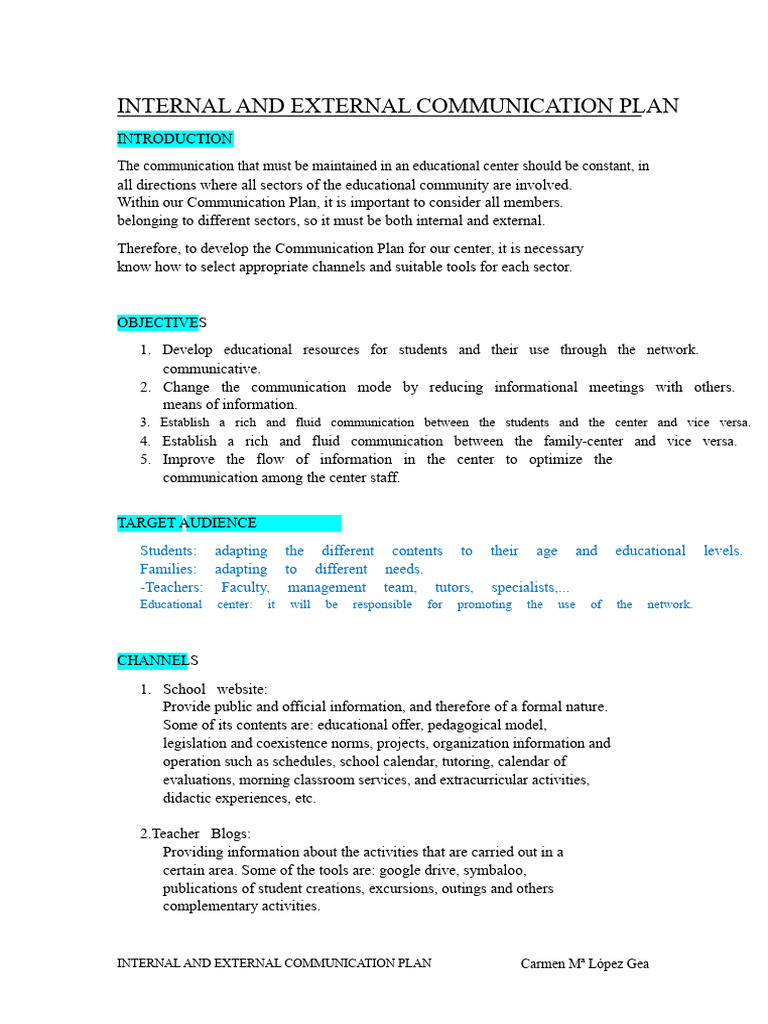 Internal and External Communication Plan | PDF | Communication | Human ...