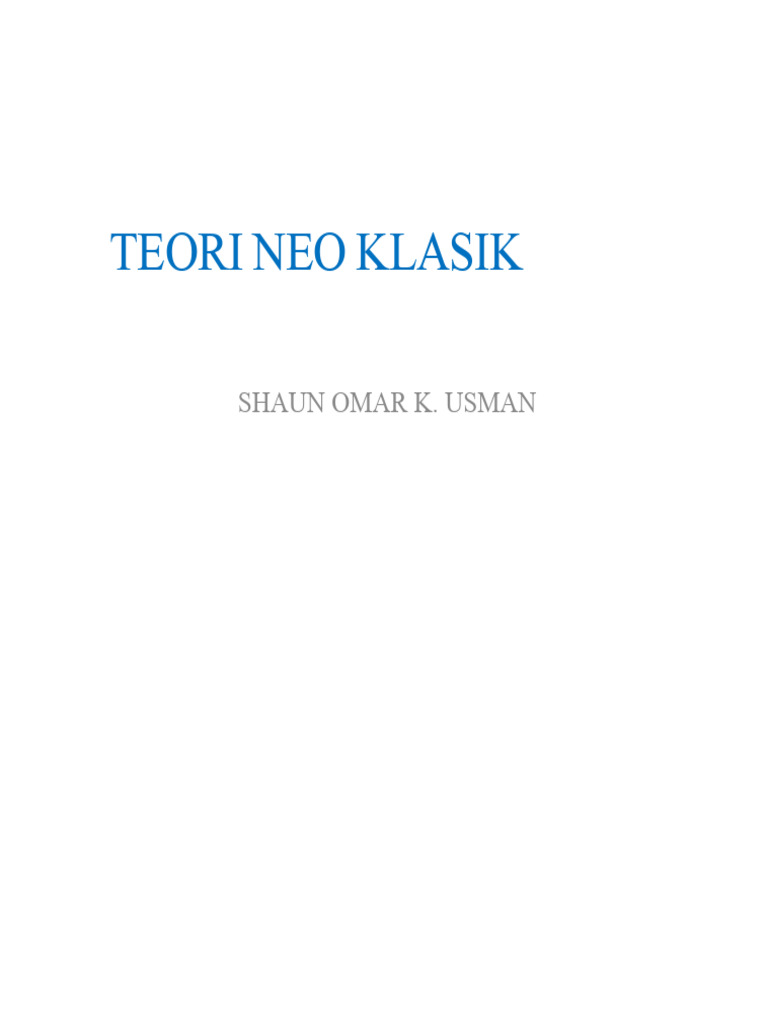 Teori Neo Klasik dan Studi Hawthorne | PDF