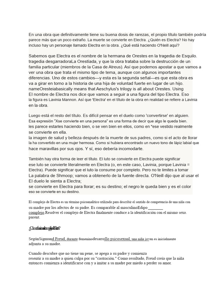 Complejo de Electra | PDF | Complejo de Edipo | Edipo