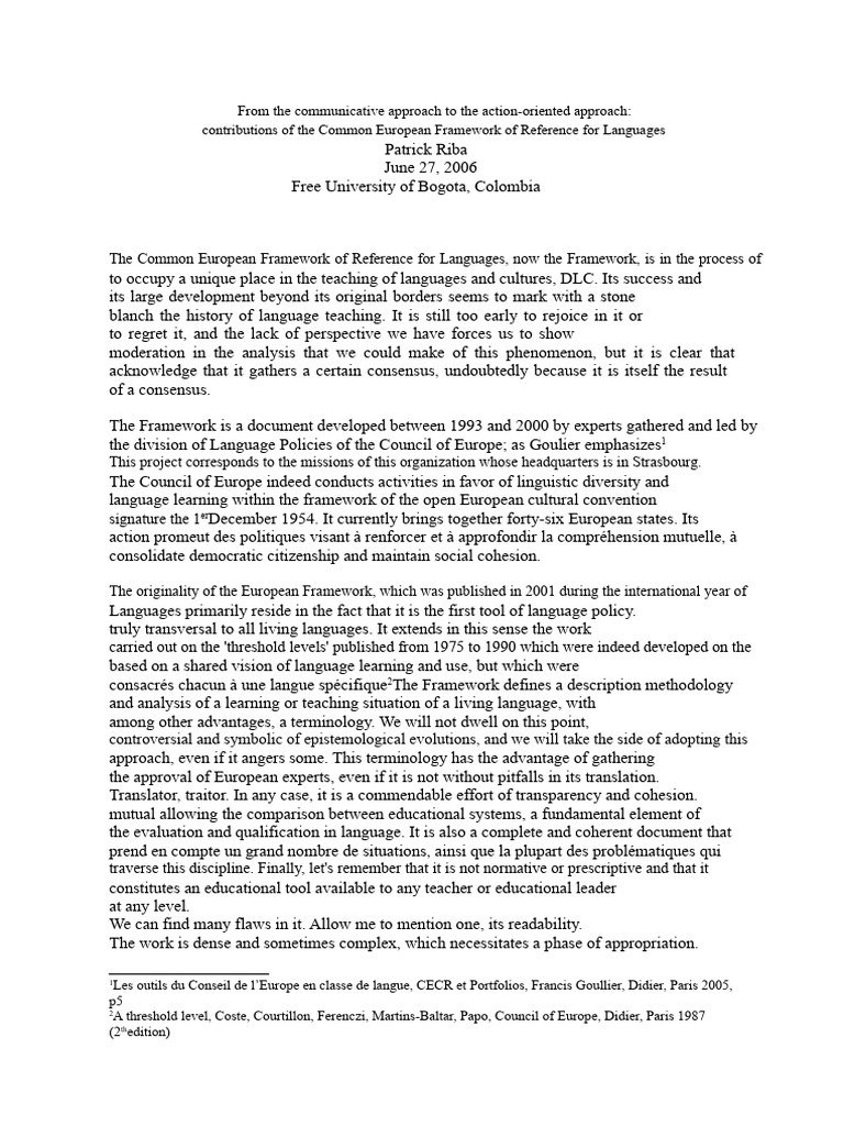 From The Communicative Approach To The Action-Oriented Approach | PDF ...