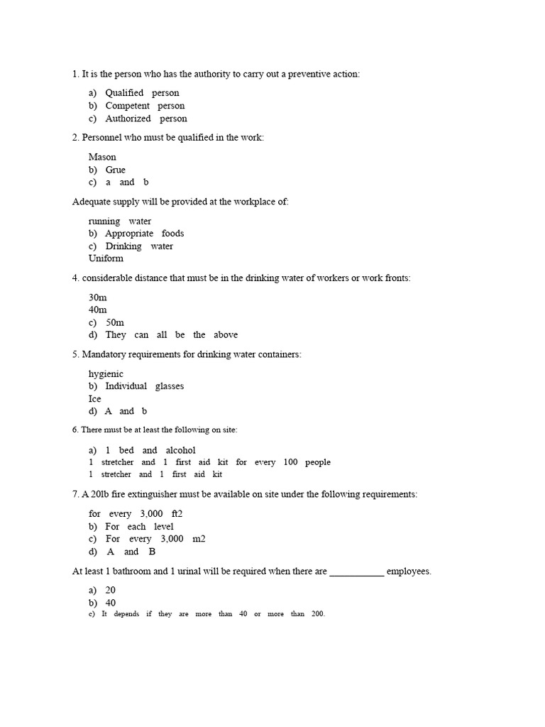 OSHA 30 Hour Exam | PDF