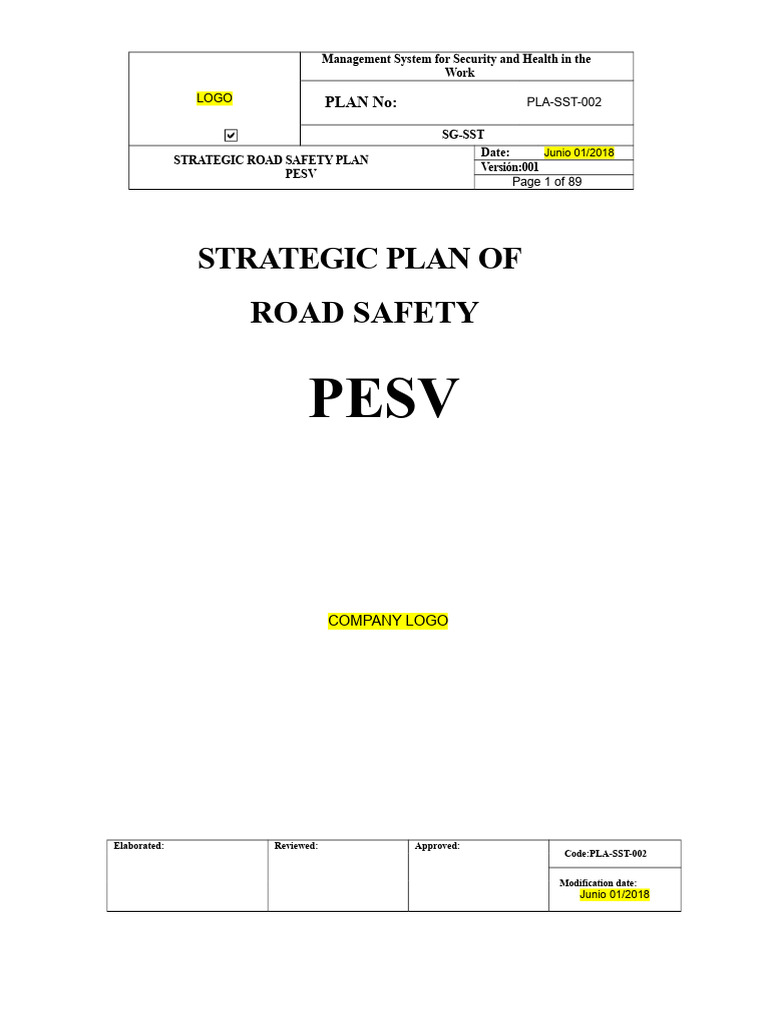 PLA-SST-002 Strategic Road Safety Plan PESV | PDF | Traffic Collision ...