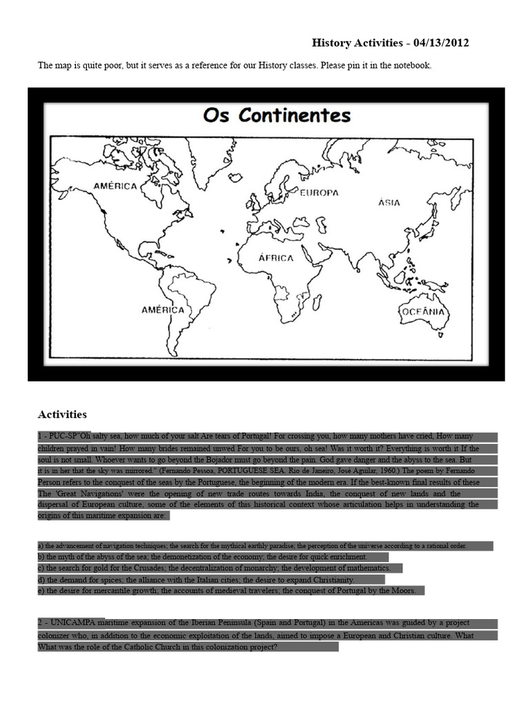 History Activities Maritime Expansion | PDF | Portugal | Mercantilism