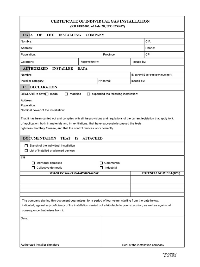 Gas Certificate Valencia | PDF