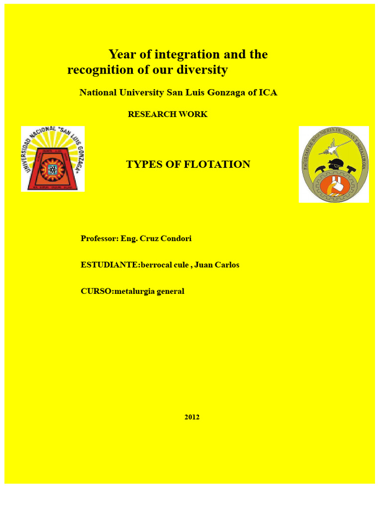 Types of Flotation | PDF | Chemistry | Physical Sciences