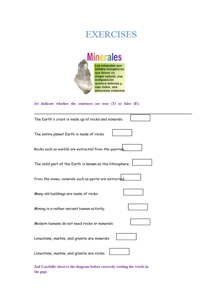 Exercises On Rocks and Minerals-2 | PDF | Minerals | Rock (Geology)